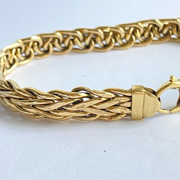 Vintage | Jewelry | 4k Gold Bracelet Fancy Wheat Link Chain Chunky ...